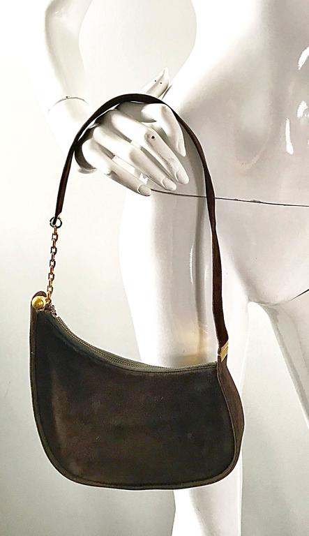 1950s Koret Chocolate Brown Suede Leather Avant Garde Handbag Gold ...