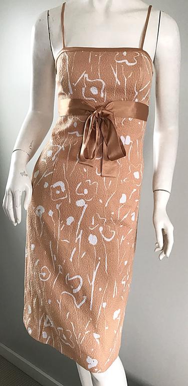 1990s Luca Luca Italian Peach Pink White Floral Abstract Silk ...
