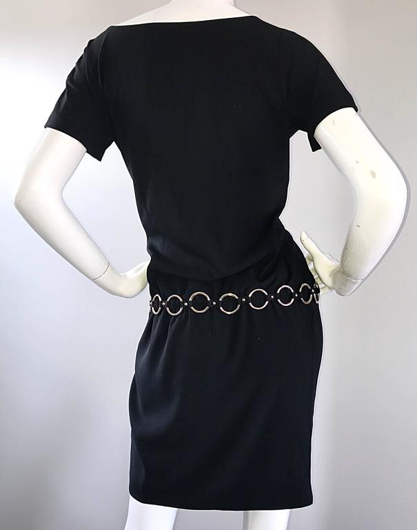 1990s Moschino Cheap and Chic Black Silver Chain Loop Belt Vintage ...