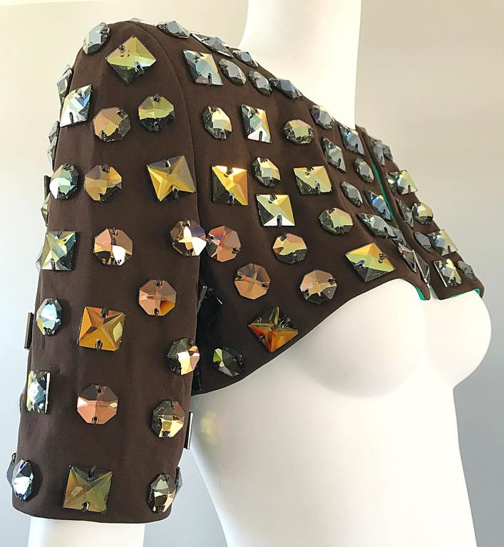 Fabulous 2000s C.D. Greene Brown Heavily Beaded Jeweled Cropped Vintage ...