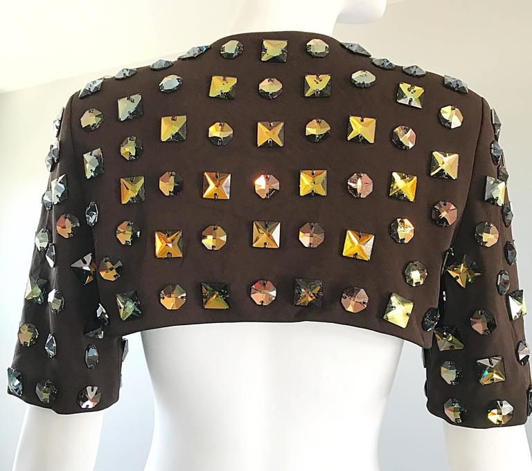 Fabulous 2000s C.D. Greene Brown Heavily Beaded Jeweled Cropped Vintage ...