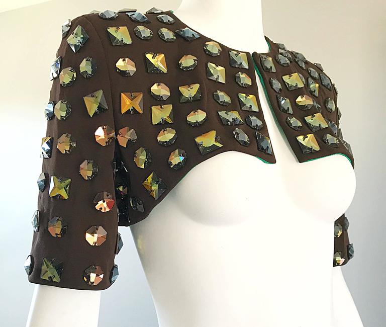 Fabulous 2000s C.D. Greene Brown Heavily Beaded Jeweled Cropped Vintage ...