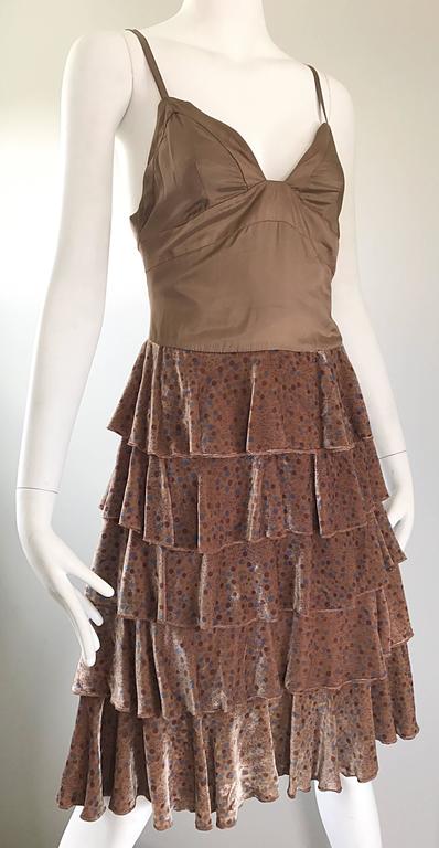 Marc Jacobs Runway 1920s Flapper Style Taupe Size 2 Tiered Polka Dot ...