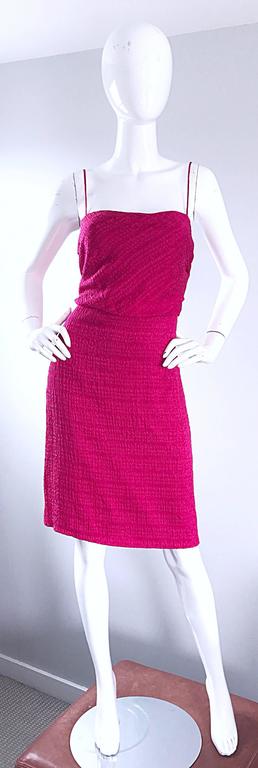 1990s Giorgio Armani Size 6 Raspberry Pink Fuchsia Vintage Silk Slip ...