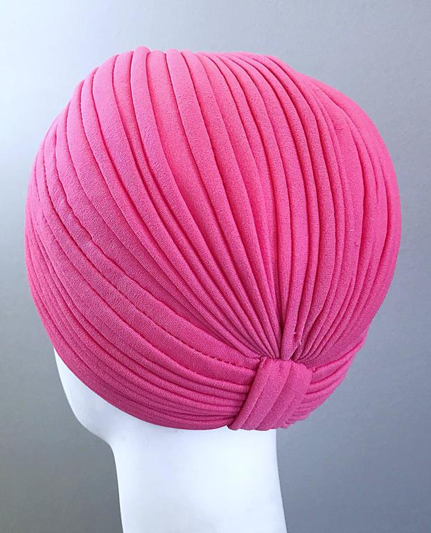 New w/ Tags 1960s Italian One Size Bubblegum Pink Nylon Vintage Turban ...