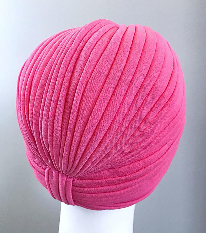 New w/ Tags 1960s Italian One Size Bubblegum Pink Nylon Vintage Turban ...