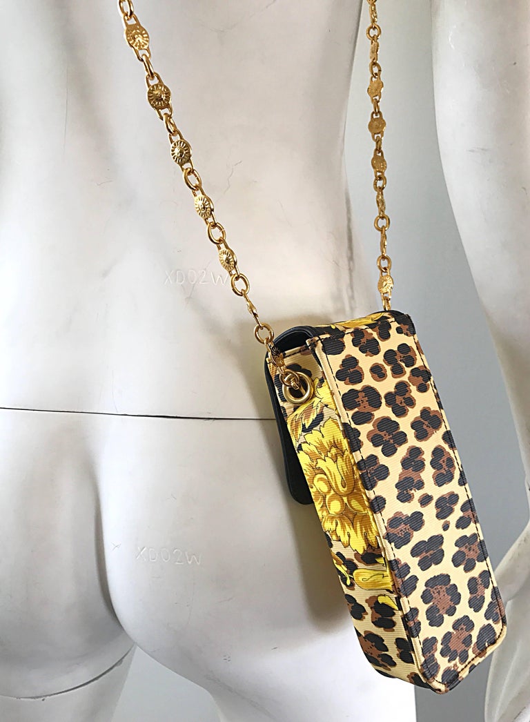 New 1990s Gianni Versace Baroque + Leopard Print Mini Crossbody 90s ...