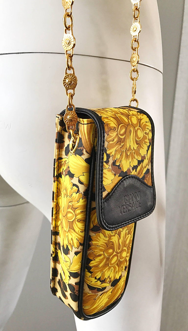 New 1990s Gianni Versace Baroque + Leopard Print Mini Crossbody 90s ...