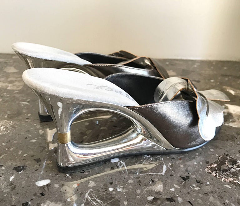 Rare 1950s Silver Metallic Avant Garde Size 6 Wedge Springolators ...