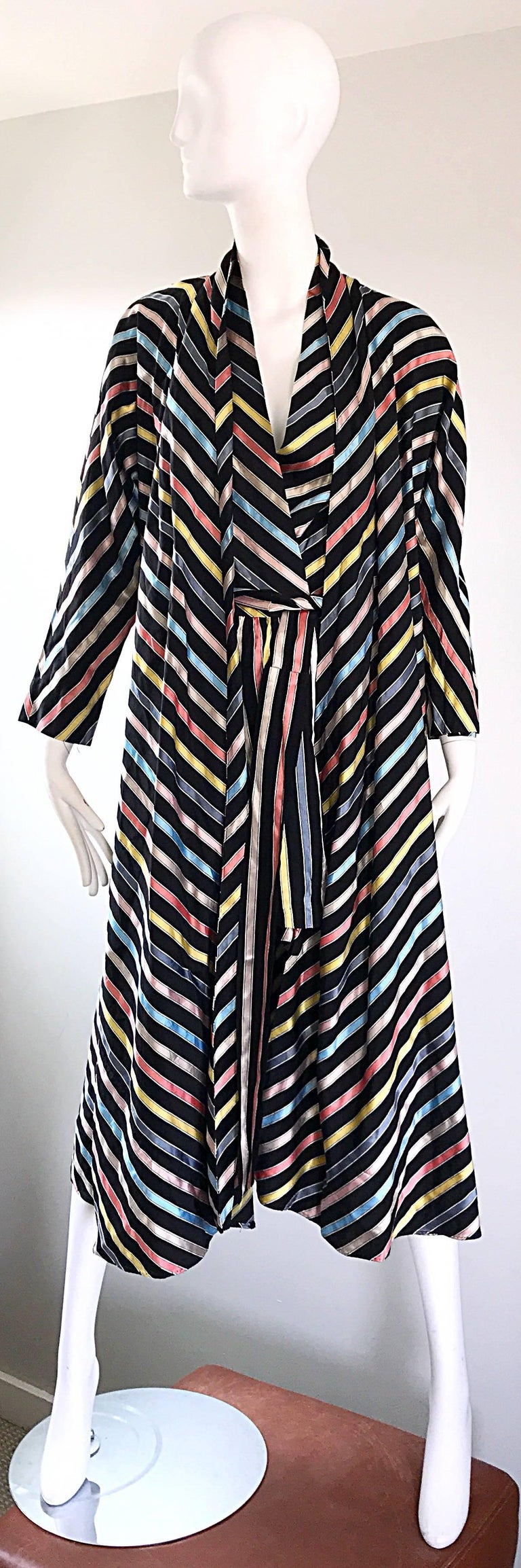 Amazing 1940s Maxan Cold SIlk Black Rainbow 3 Piece 40s Wrap Dress ...