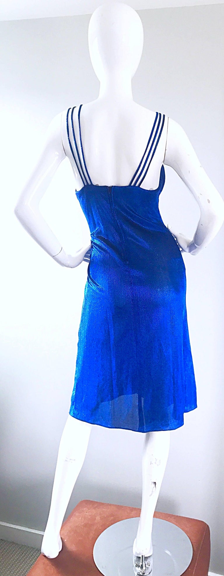 1970s Samir Sexy Electric Blue Metallic Cut - Out Slinky Vintage 70s ...