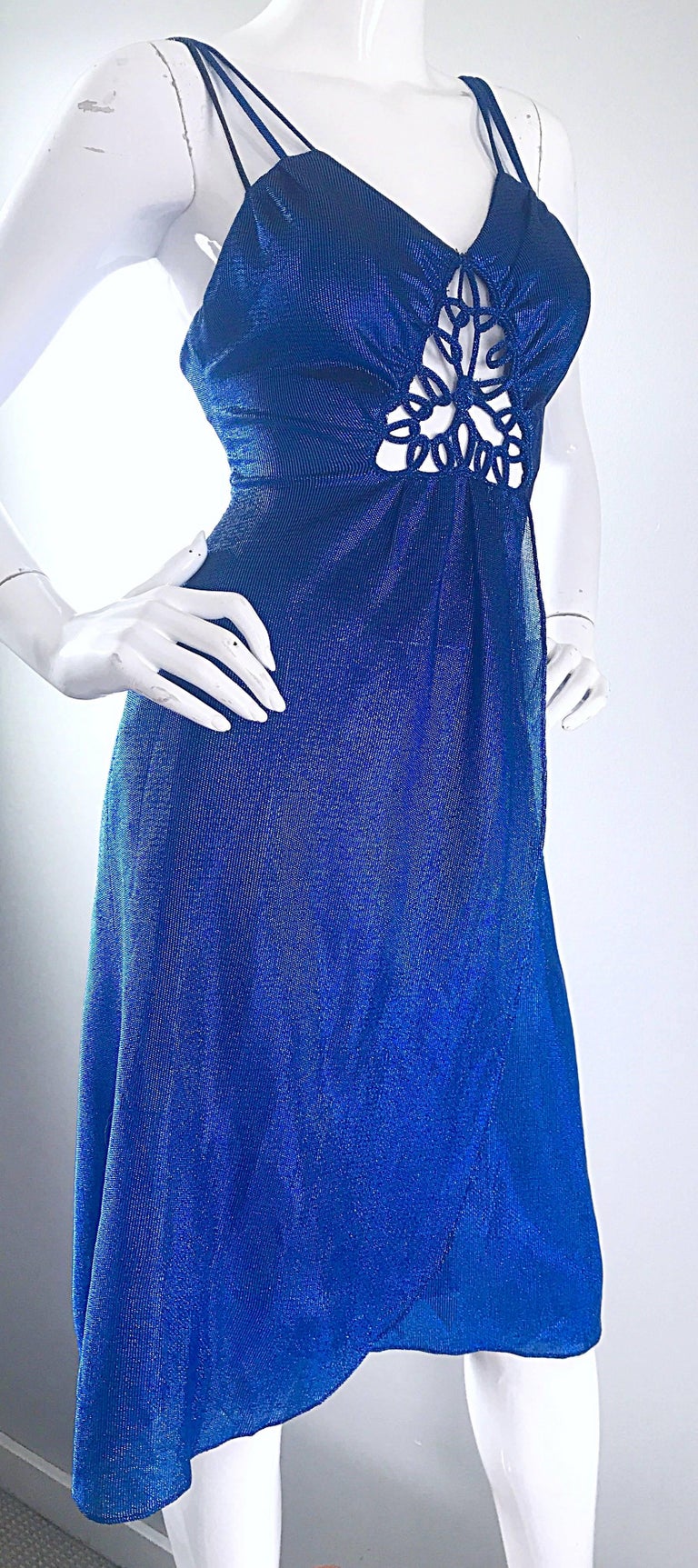 1970s Samir Sexy Electric Blue Metallic Cut - Out Slinky Vintage 70s ...