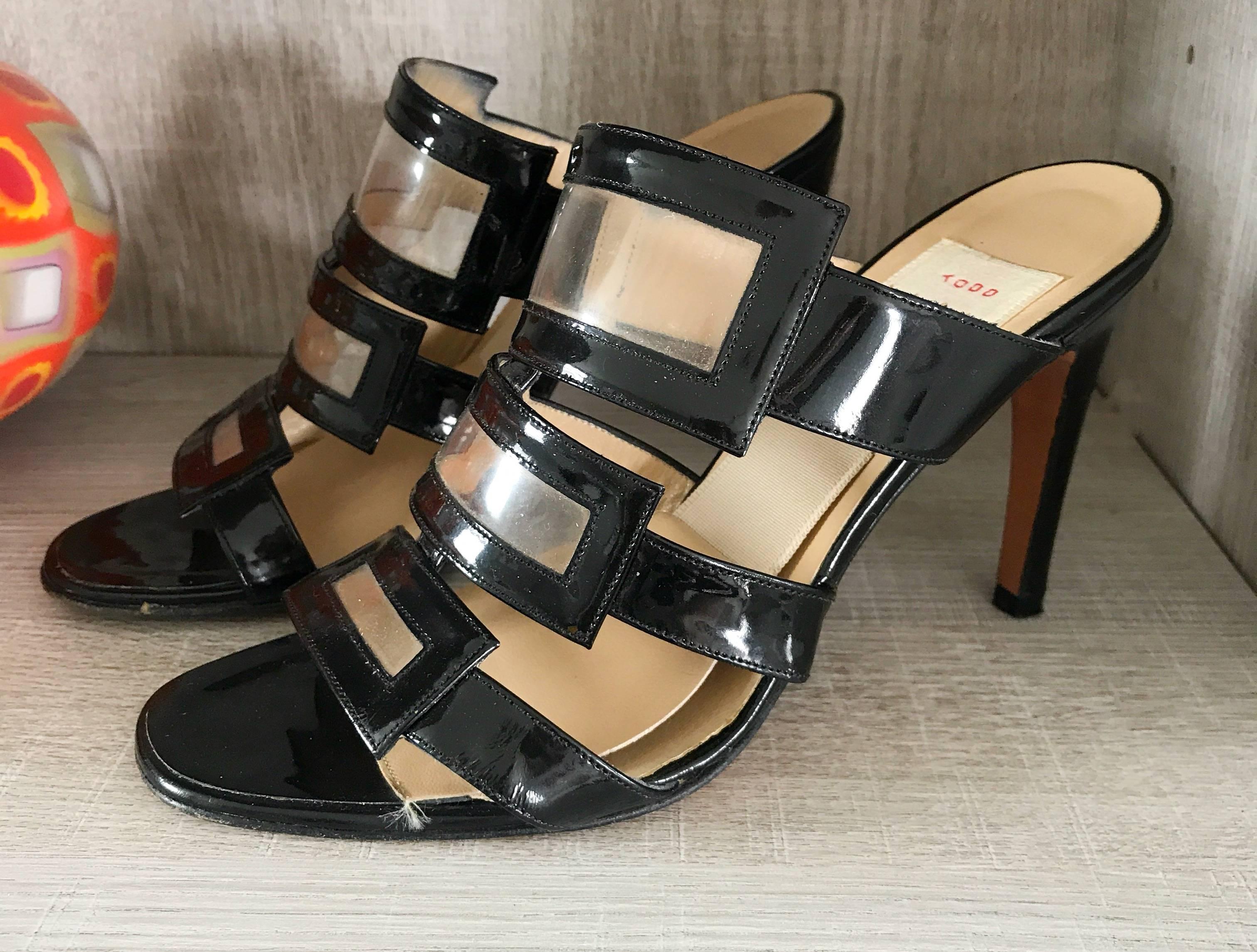 1990s Todd Oldham Black Patent Leather Size 37 / 7 Springolator 90s ...