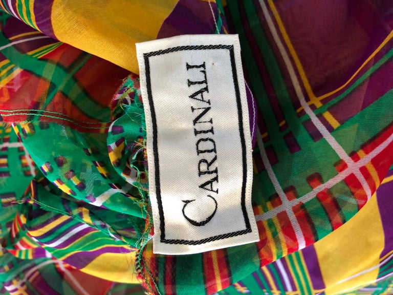1970s Cardinali Original Sample Plaid Silk Chiffon Open Front Jacket ...