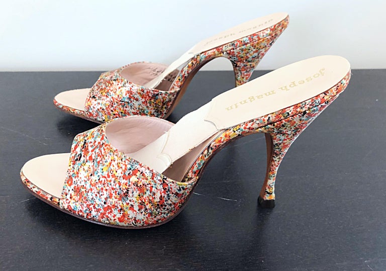 Never Worn 1950s Joseph Magnin Size 7 / 7.5 Confetti Silk Springulator ...