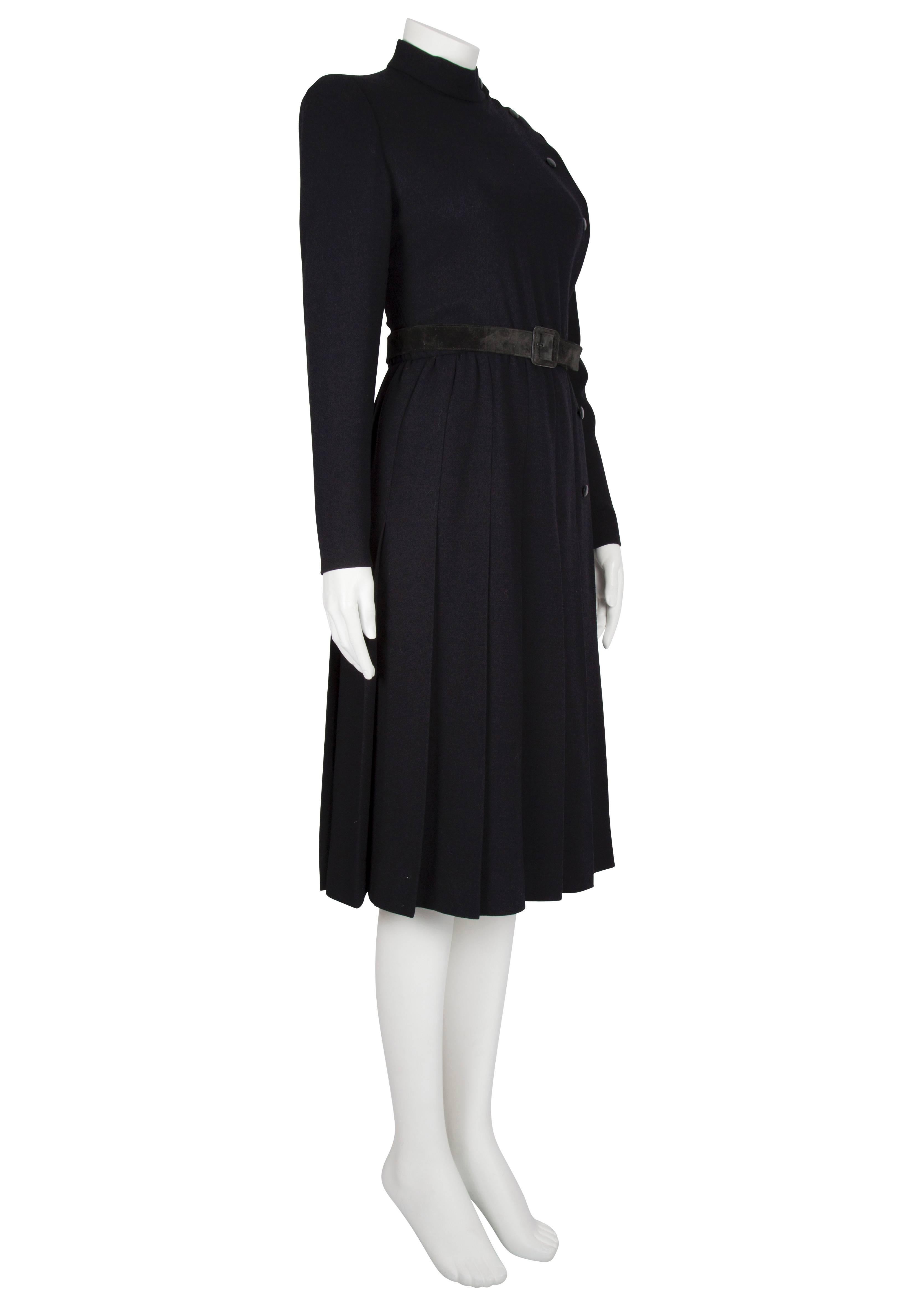 A/W 1979 Dior Couture Black Silk Crepe Button-Down Wrap Dress with ...