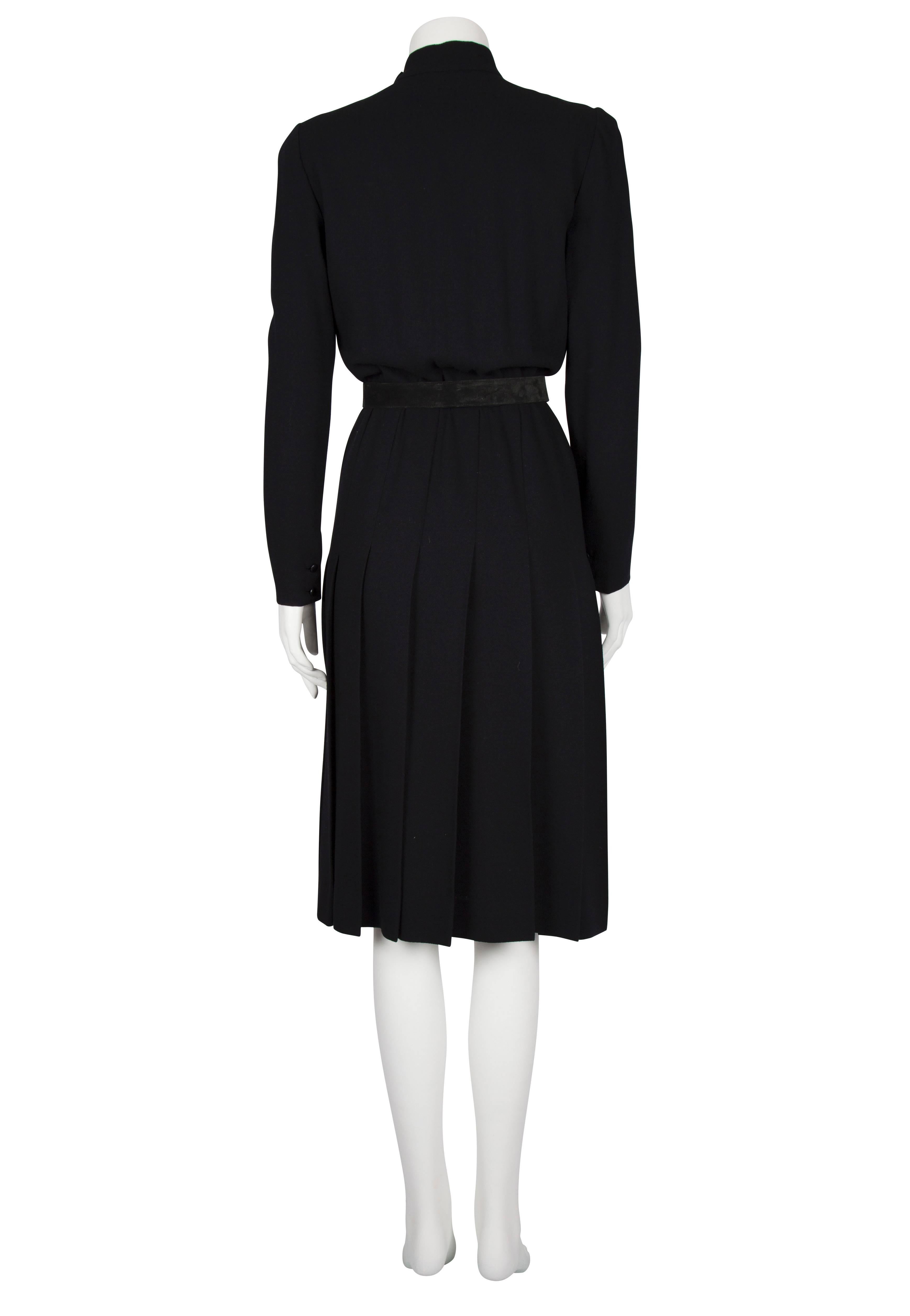 A/W 1979 Dior Couture Black Silk Crepe Button-Down Wrap Dress with ...