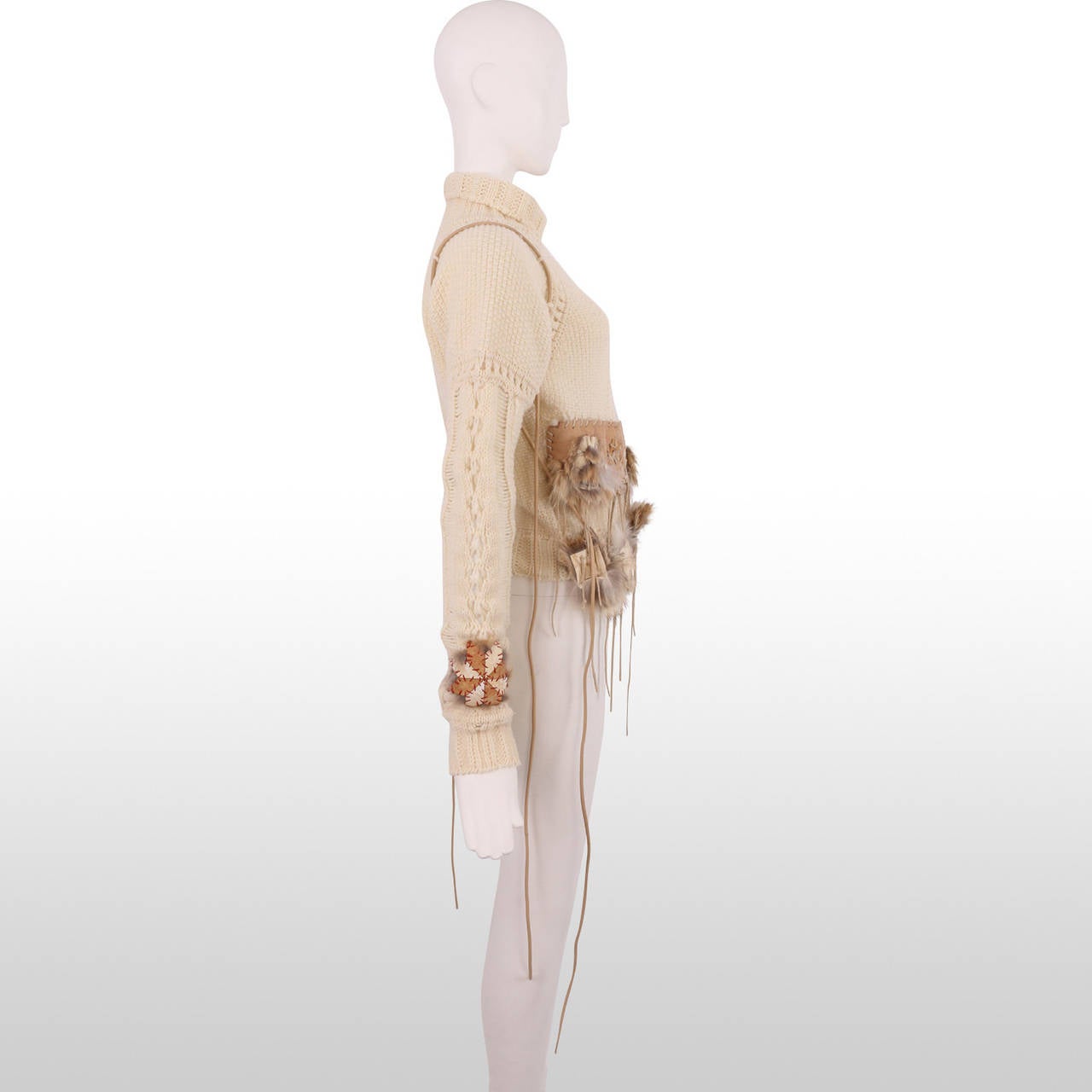 John Galliano RUNWAY Knitted Lamb Wool, Fox and Coyote Fur Jumper ...