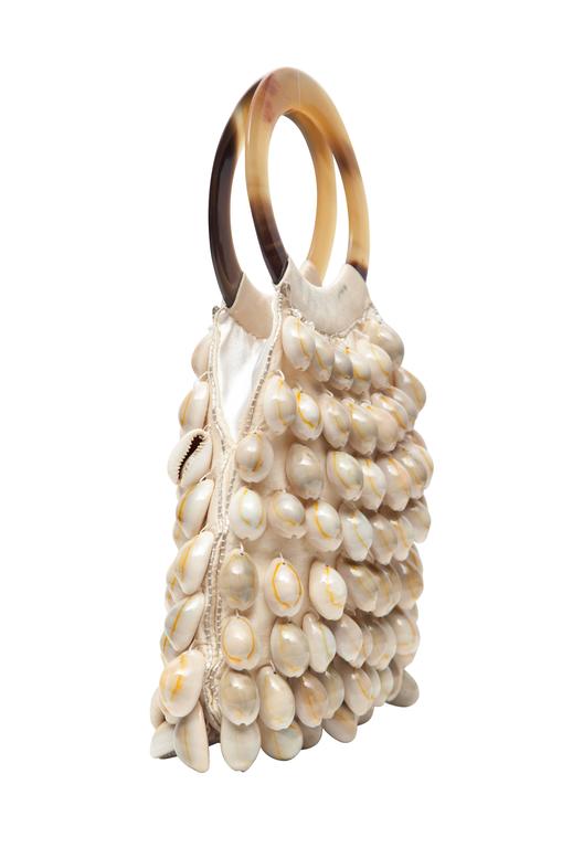 Late 1970's Seashells and Horn Handles Pouch Bag For Sale at 1stDibs