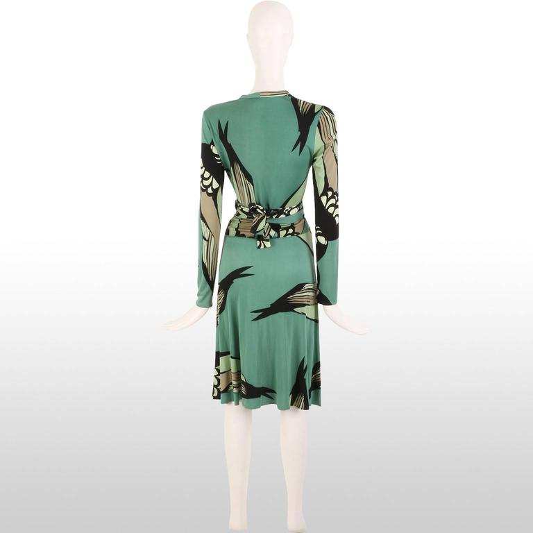 Issa Green Floral and Butterfly Print Wrap Dress For Sale at 1stDibs