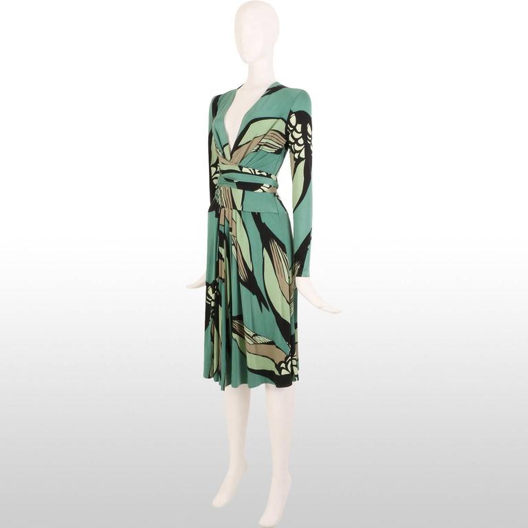 Issa Green Floral and Butterfly Print Wrap Dress For Sale at 1stDibs