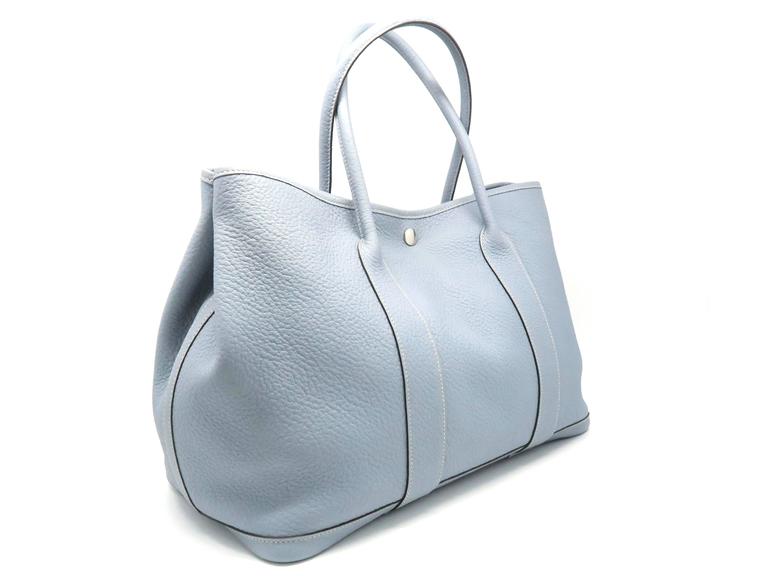 Hermes Garden Party PM Bleu Lin Blue Negonda Leather Tote Bag at 1stDibs