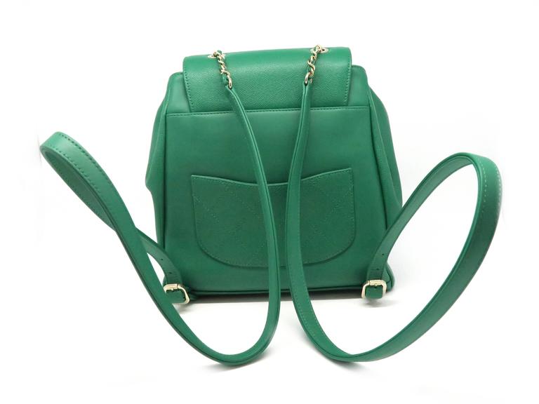 Chanel Green Caviar Leather Gold Metal Backpack at 1stDibs | chanel ...