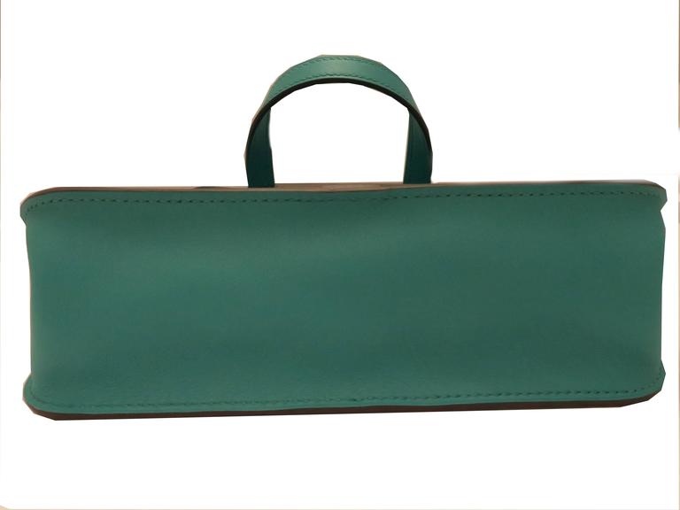 Hermes Mini Halzan Menthe/ Blue-Ish Green Evercolor Leather Satchel Bag ...