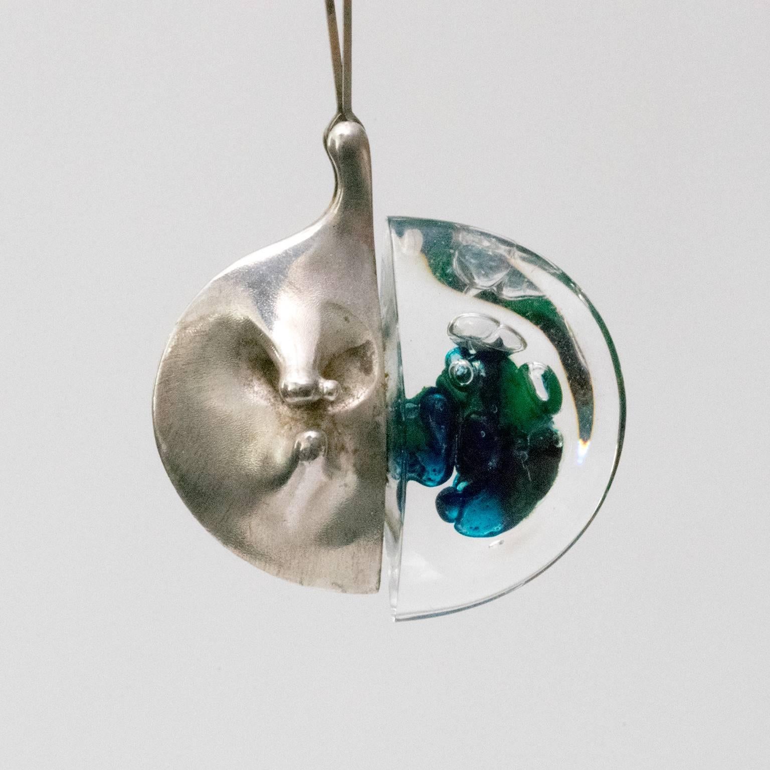 Scandinavain Modern necklace by Bjorn Weckstrom in acrylic and silver ...