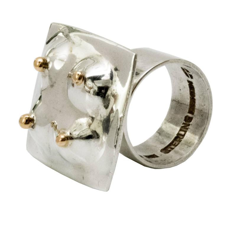 Scandinavian Modern Surrealist silver ring by Ove Bohlin Stockholm 1971 ...
