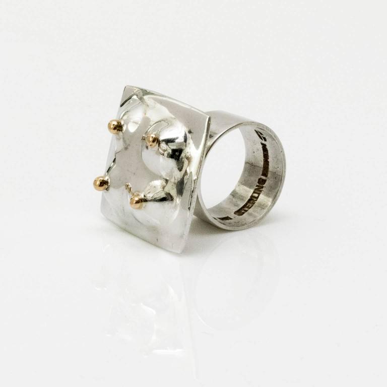 Scandinavian Modern Surrealist silver ring by Ove Bohlin Stockholm 1971 ...