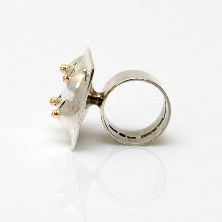 Scandinavian Modern Surrealist silver ring by Ove Bohlin Stockholm 1971 ...
