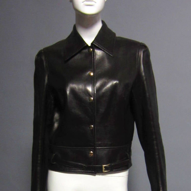 CELINE Leather Cropped Jacket For Sale at 1stDibs