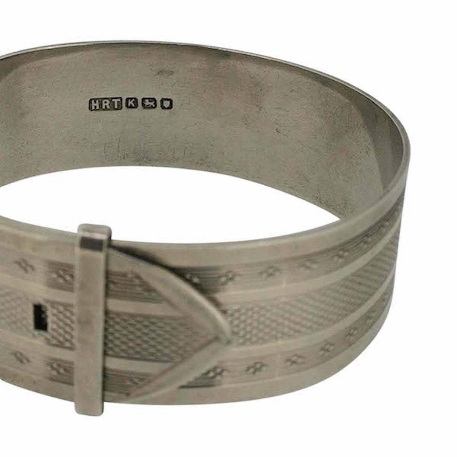 Victorian Silver Hallmarked Antique Buckle Bangle For Sale at 1stDibs