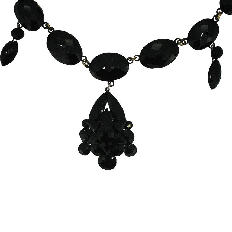 Victorian French Jet Pendant Necklace For Sale at 1stDibs