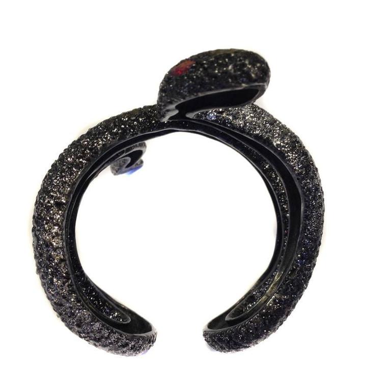 KMO Jewel Snake Cuffs in Ruthenium Metal and Rhinestone at 1stDibs