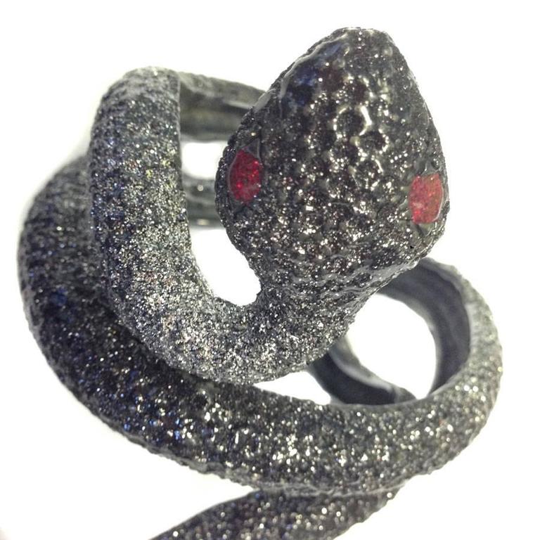 KMO Jewel Snake Cuffs in Ruthenium Metal and Rhinestone at 1stDibs