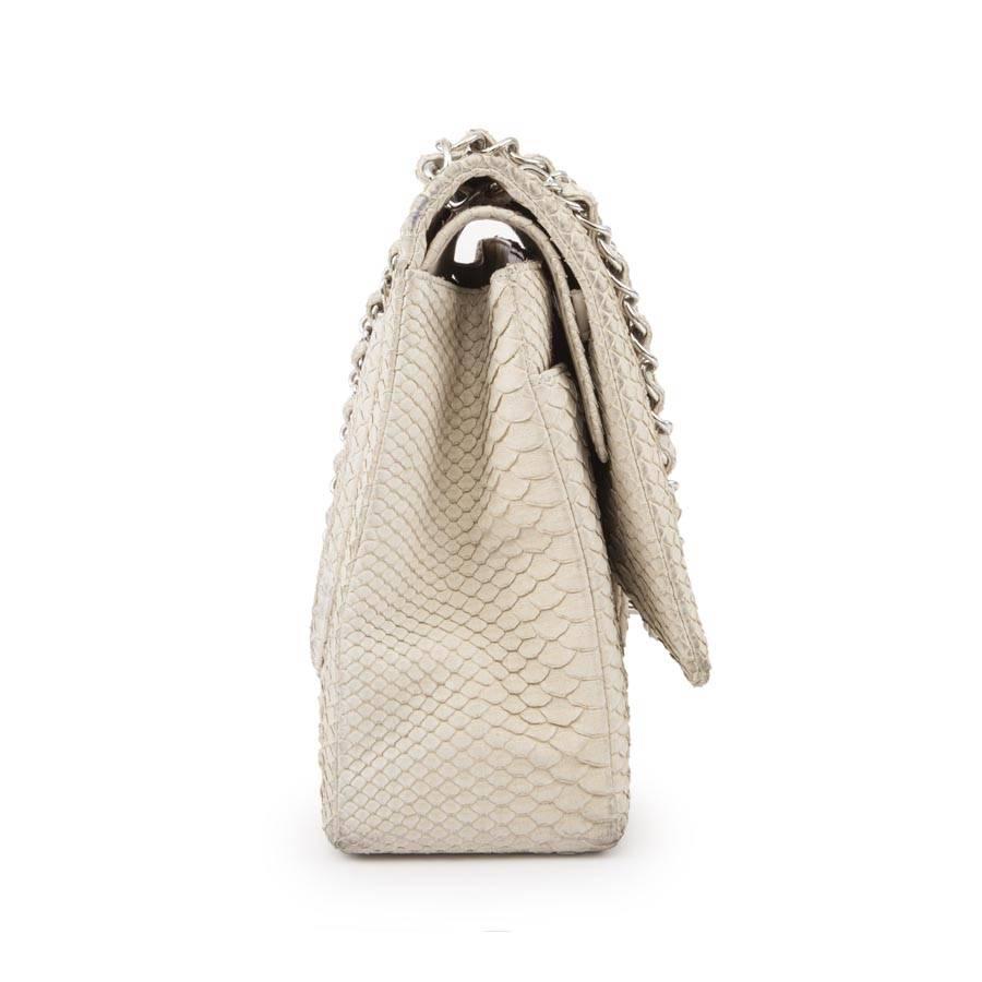 CHANEL Maxi Jumbo Double Flap Bag in Ecru Python at 1stDibs | chanel ecru bag, chanel white ...