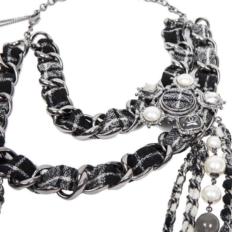 CHANEL Long Chain Necklace 'Paris-Edinburgh' in Tweed and Glass Pearls ...