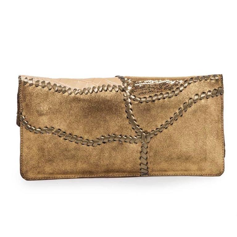 BALMAIN Evening Clutch in Golden Quadri-Fabrics For Sale at 1stDibs