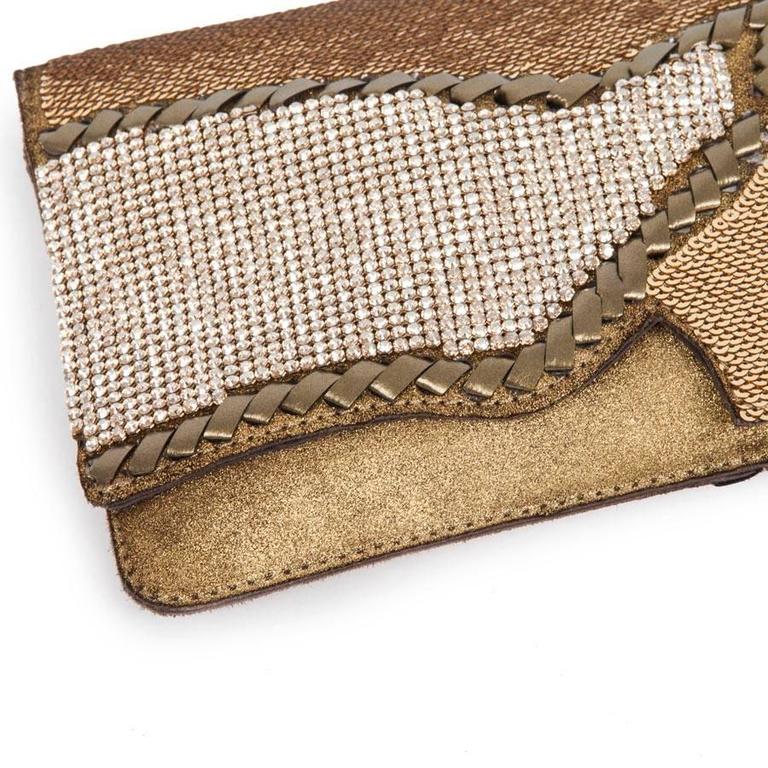 BALMAIN Evening Clutch in Golden Quadri-Fabrics For Sale at 1stDibs