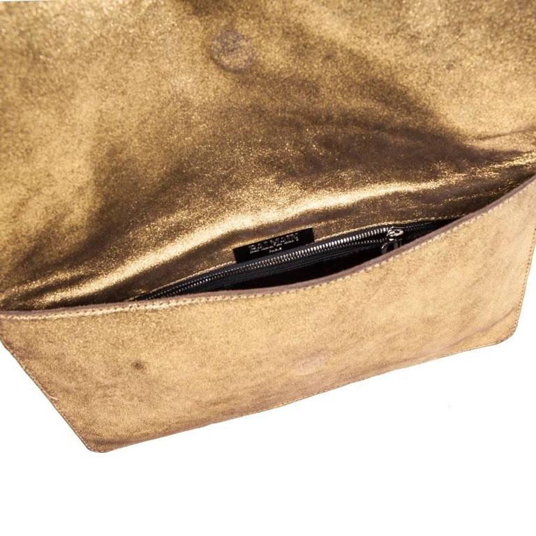 BALMAIN Evening Clutch in Golden Quadri-Fabrics For Sale at 1stDibs