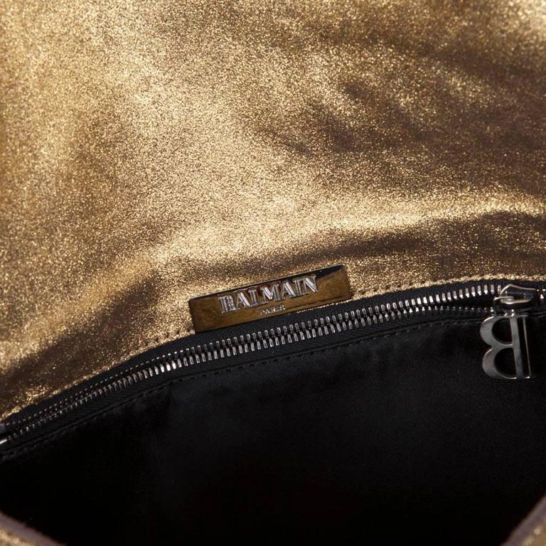 BALMAIN Evening Clutch in Golden Quadri-Fabrics For Sale at 1stDibs