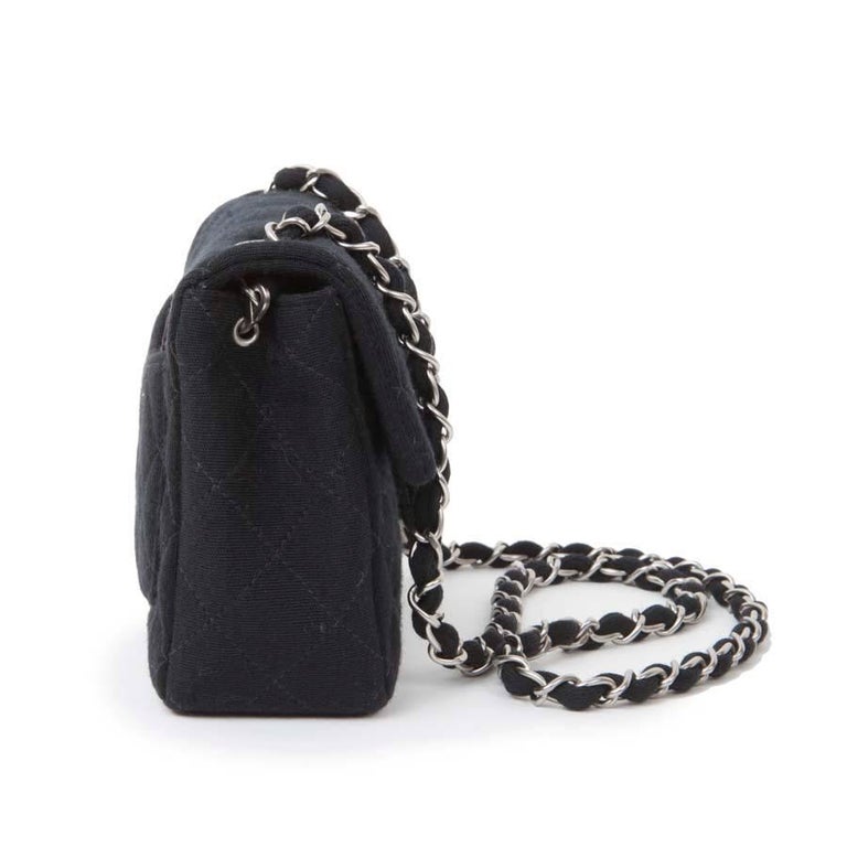 Mini CHANEL Bag in Black Jersey at 1stDibs | black small chanel bag ...