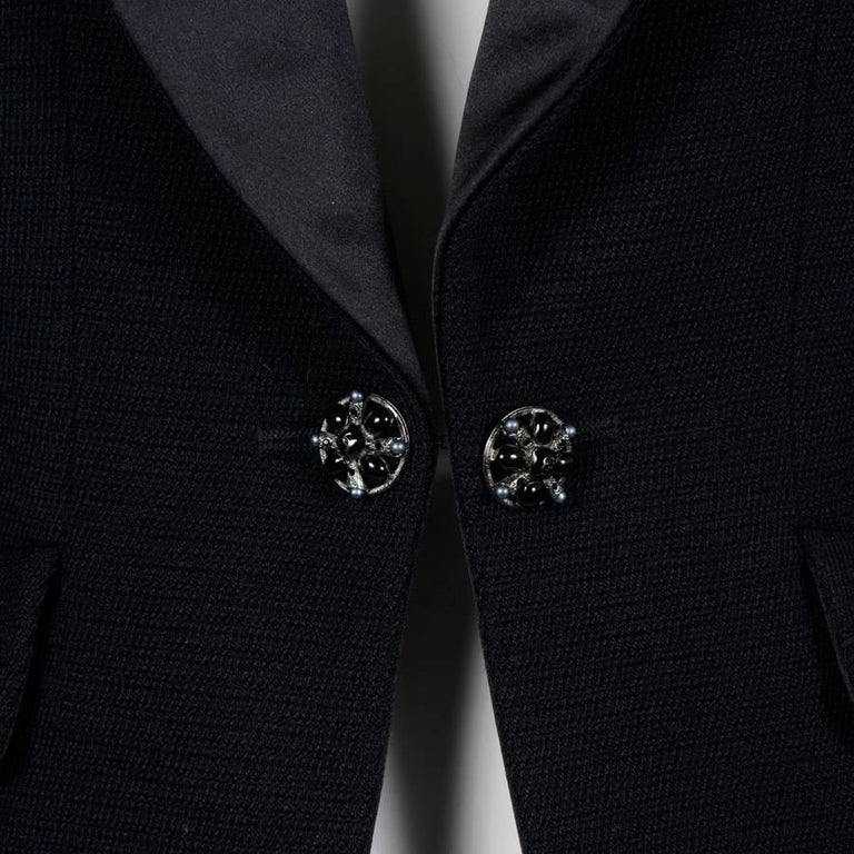 CHANEL Short Black Tuxedo Jacket in Wool Size 40FR at 1stDibs | chanel ...