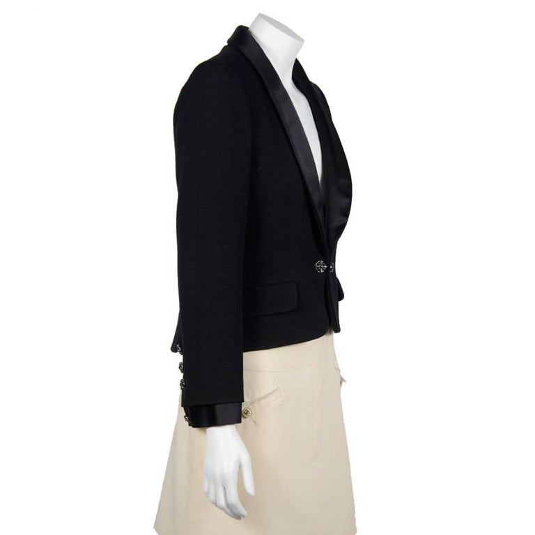 CHANEL Short Black Tuxedo Jacket in Wool Size 40FR at 1stDibs | chanel ...
