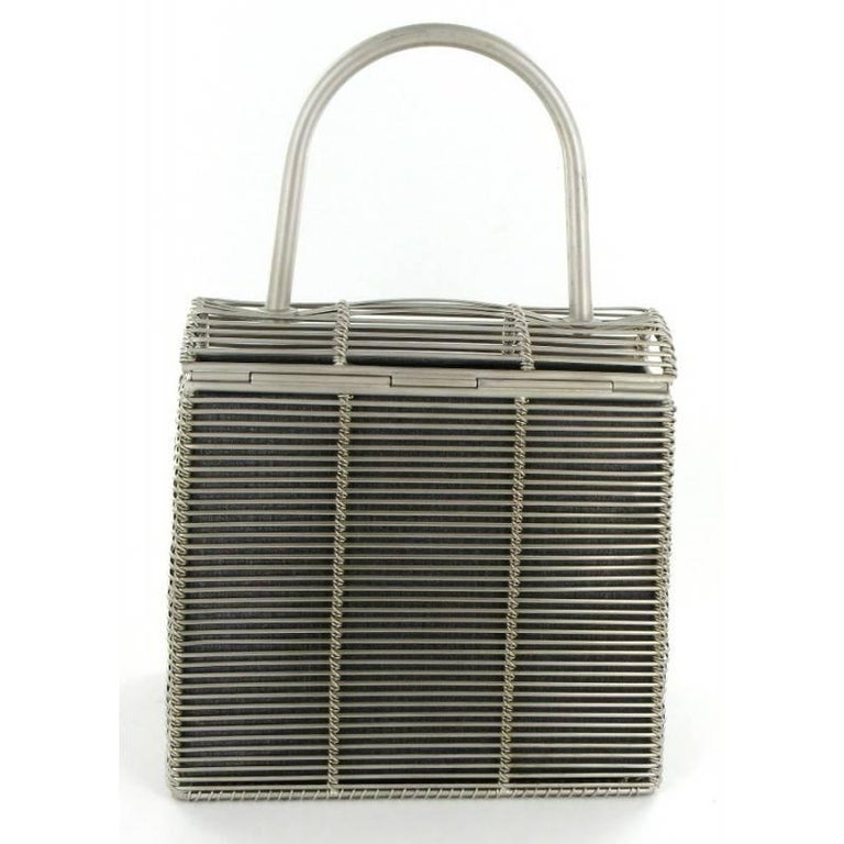 SALVATORE FERRAGAMO Cage HandBag in Silver Metal at 1stDibs | ferragamo ...