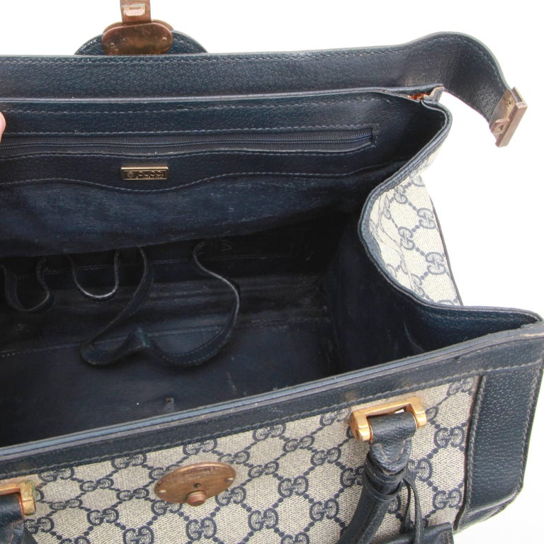 Vintage GUCCI Vanity in Blue Monogram Canvas and Leather at 1stDibs