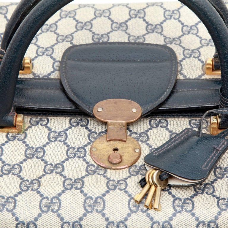 Vintage GUCCI Vanity in Blue Monogram Canvas and Leather at 1stDibs