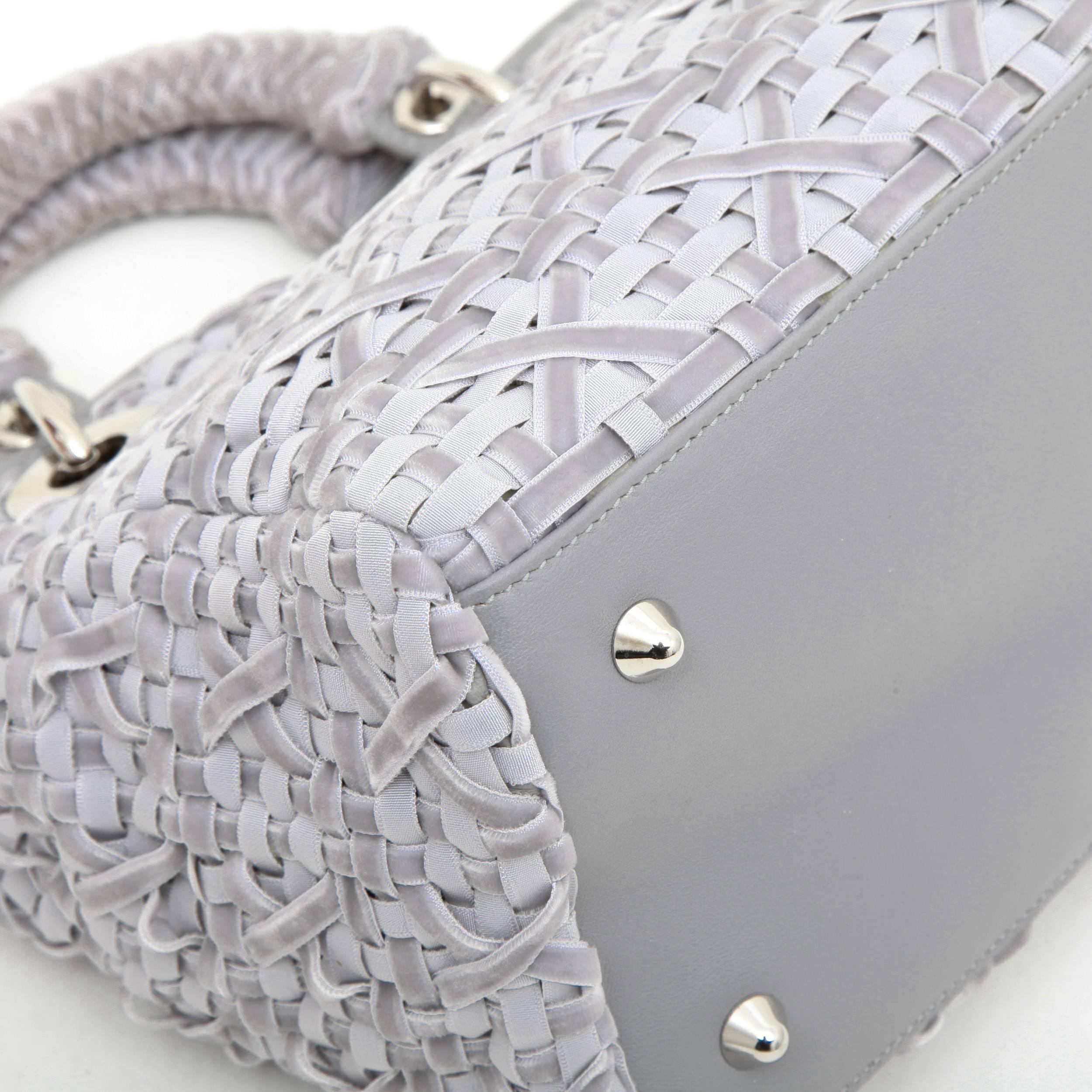 CHRISTIAN DIOR Lady D Bag in Gray Woven, Cotton and Leather Ribbons at ...
